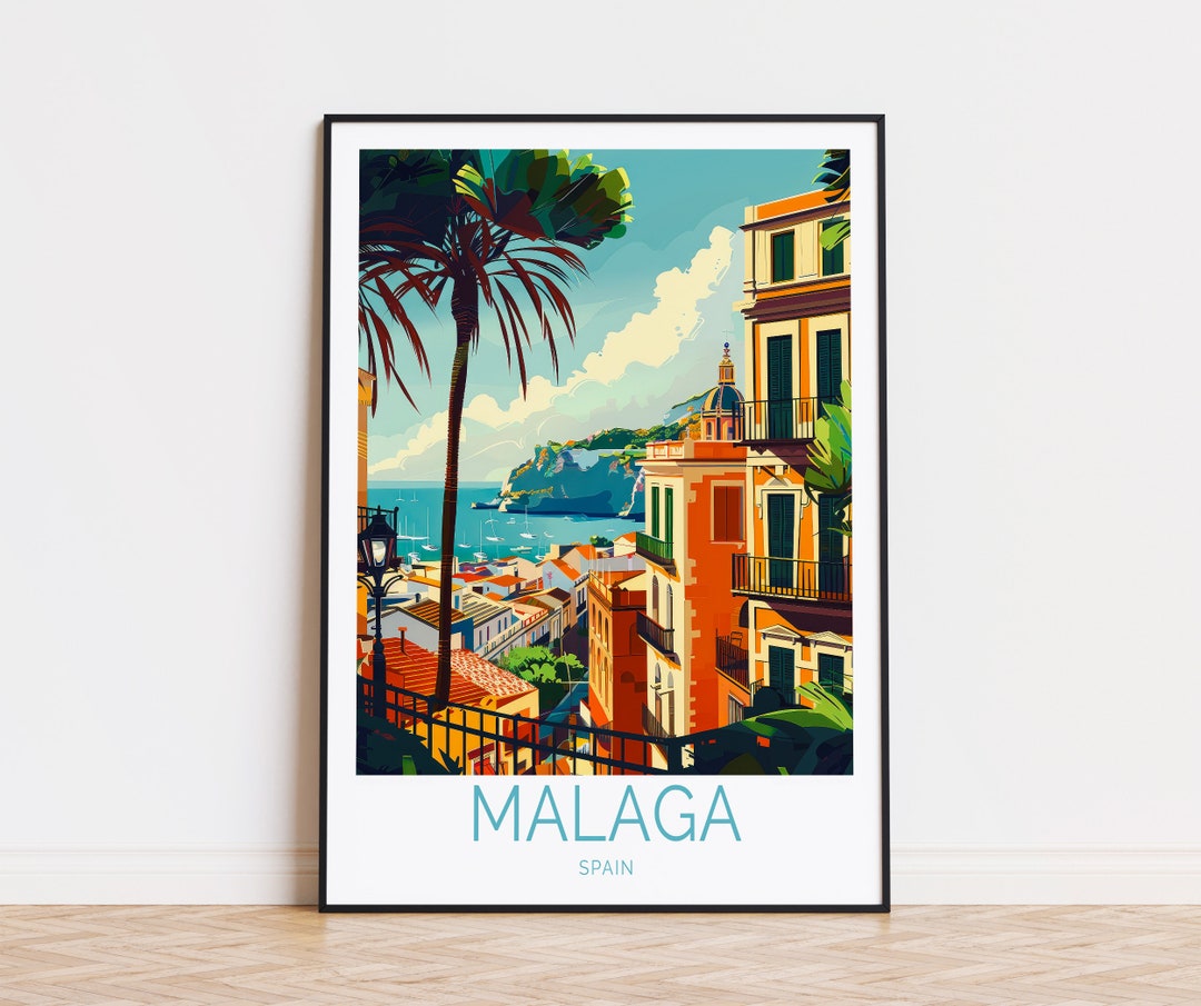 Malaga Travel Poster, Spain Malaga Wall Art, Alcazaba Poster, Home ...
