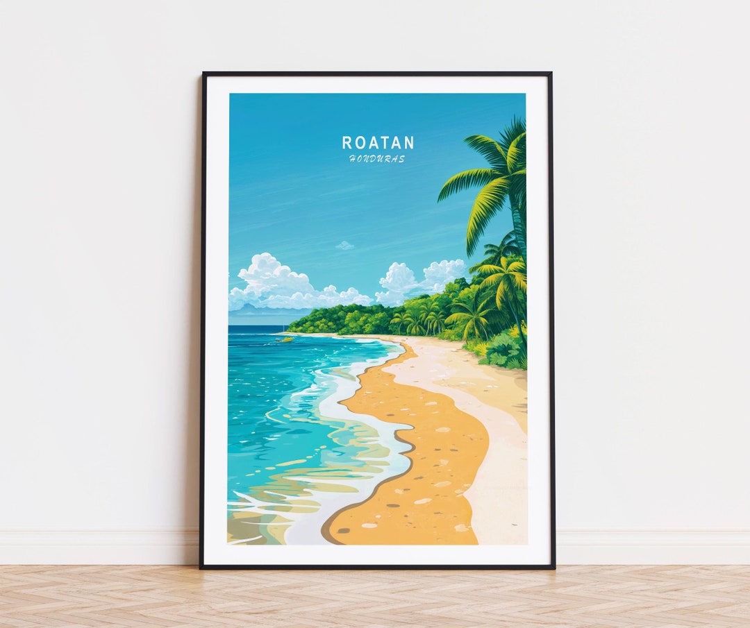 Roatan Honduras Travel Poster, Caribbean Wall Art, Roatan Print ...