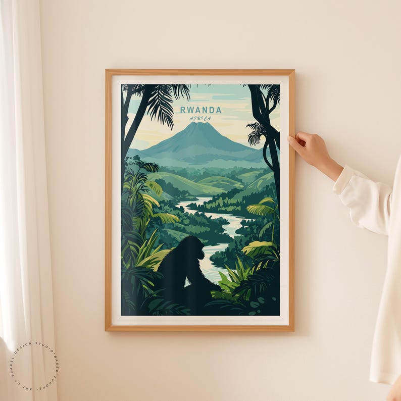 Rwanda Africa Travel Poster, Africa Wall Art, Rwanda Print, Birthday ...