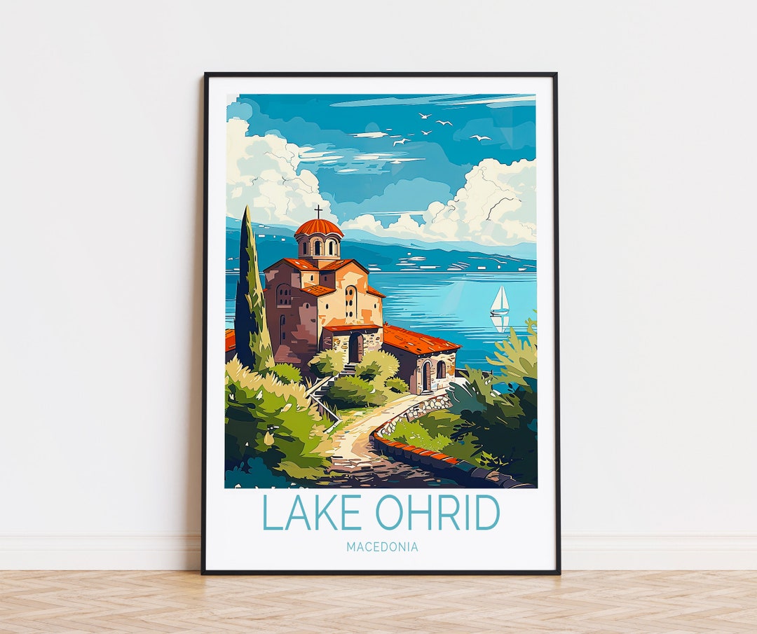 Lake Ohrid Macedonia Poster, Macedonia City Travel Poster, Lake Ohrid ...