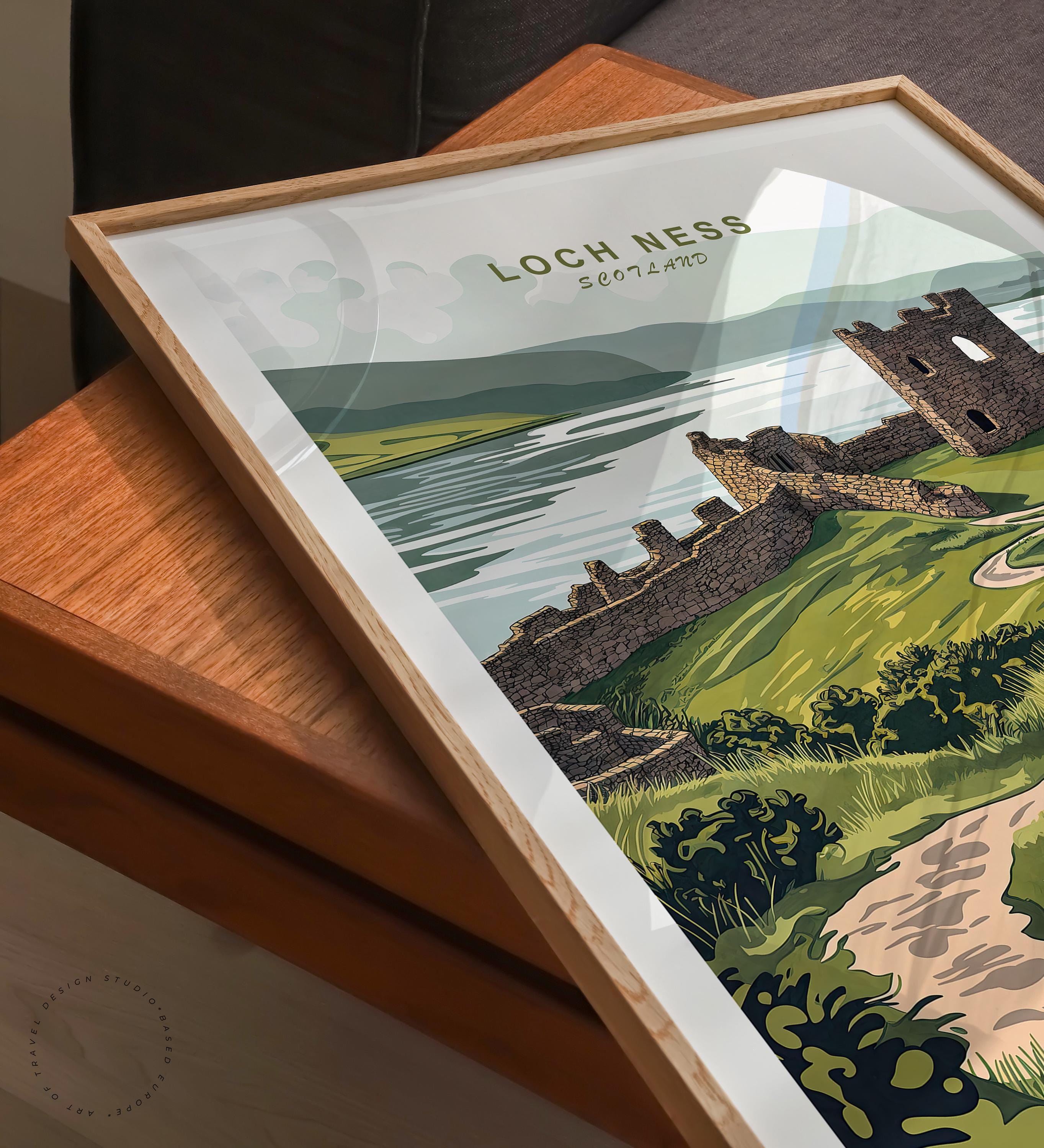 Loch Ness Travel Poster, Scotland Wall Art, Loch Ness Travel Print ...