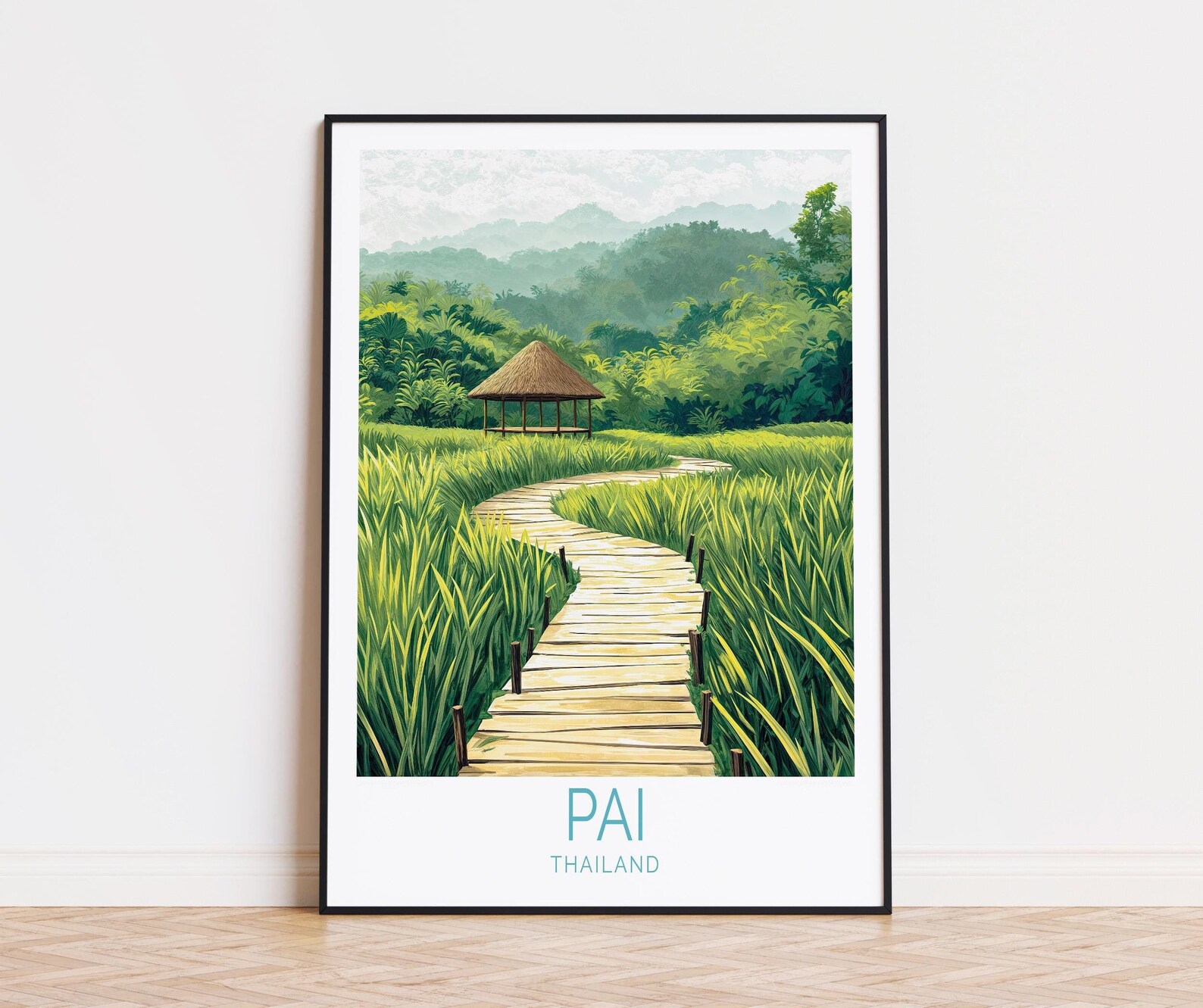Pai Thailand Travel Poster, Pai Print, Thailand Wall Art, Personalised ...