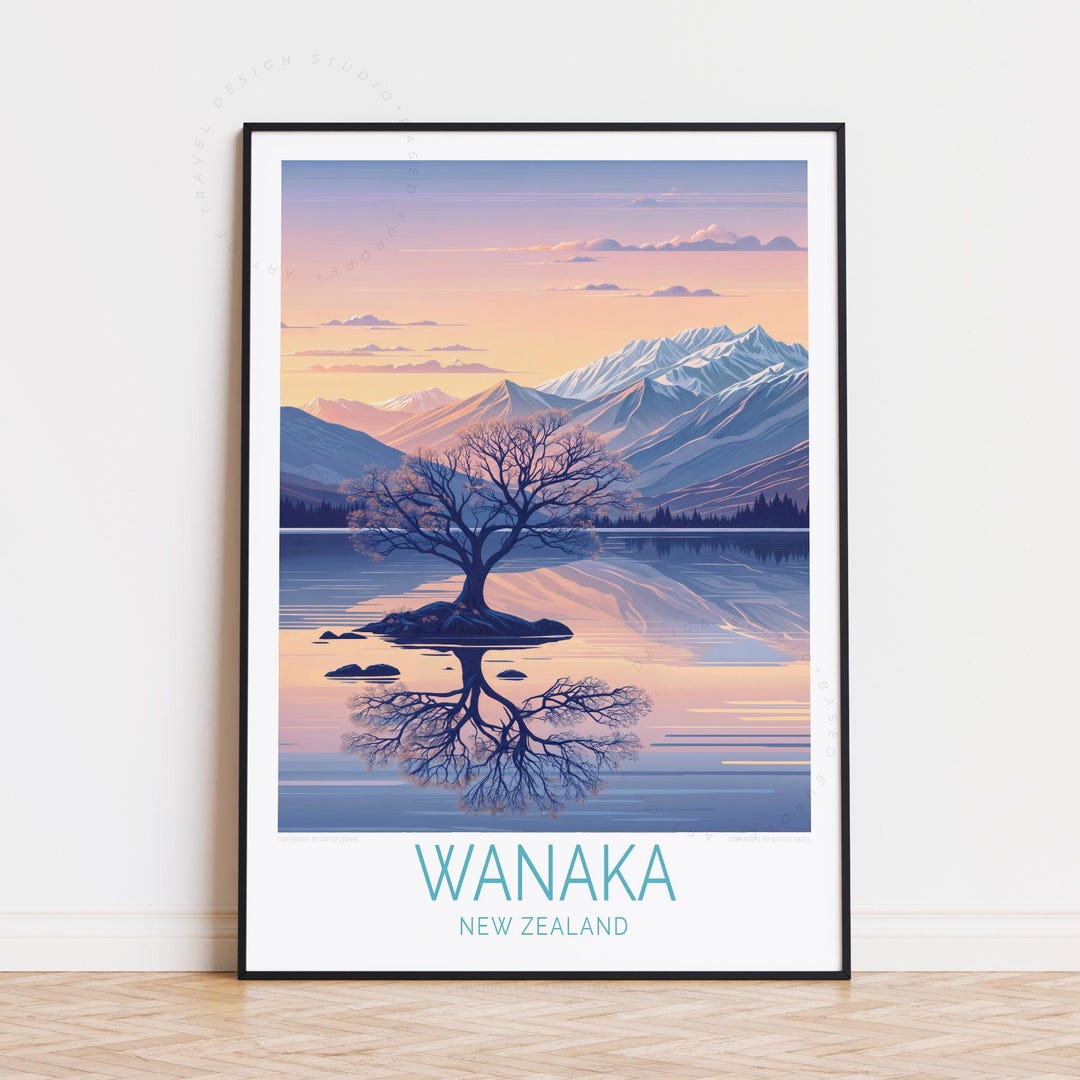 Wanaka New Zealand Travel Poster, New Zealand Wall Art, Wanaka Print ...