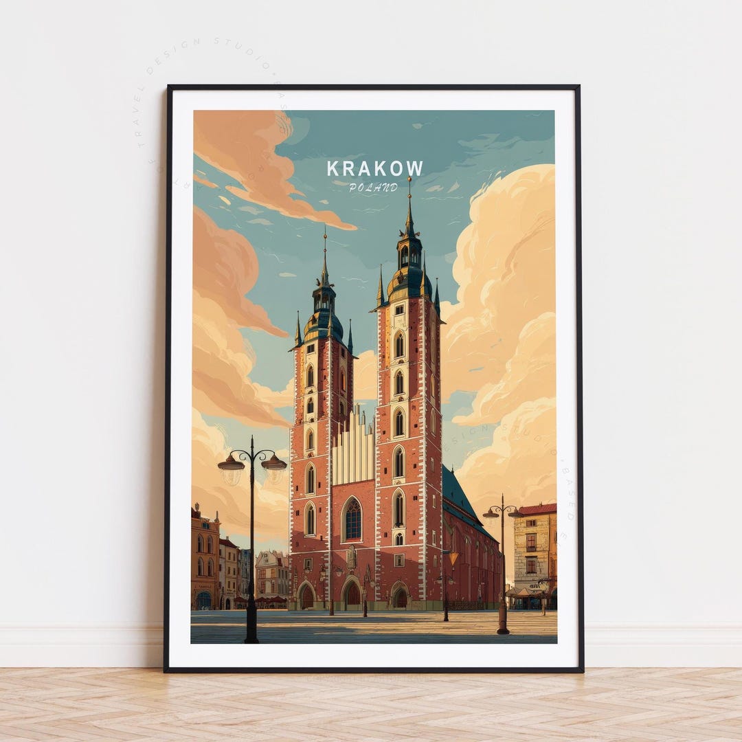 Kraków Travel Poster, Poland Wall Art, Krakow Poland Print, Home Decor ...