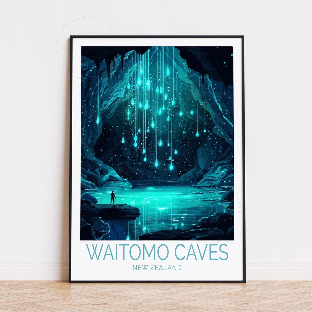 Waitomo Caves New Zealand Travel Poster, New Zealand Wall Art, Waitomo ...