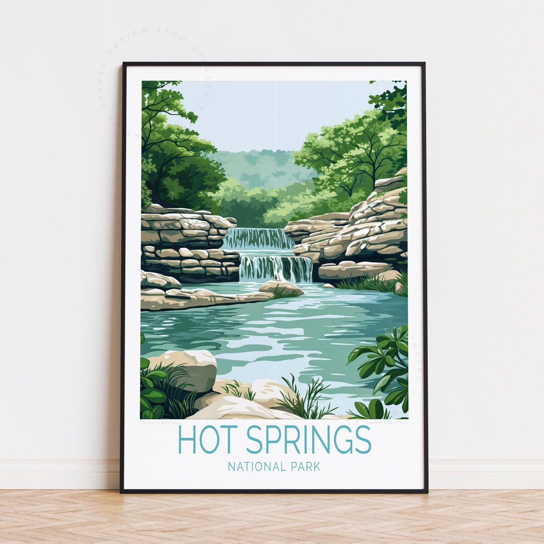 Hot Springs National Park Travel Poster, Arkansas Wall Art, Hot Springs ...