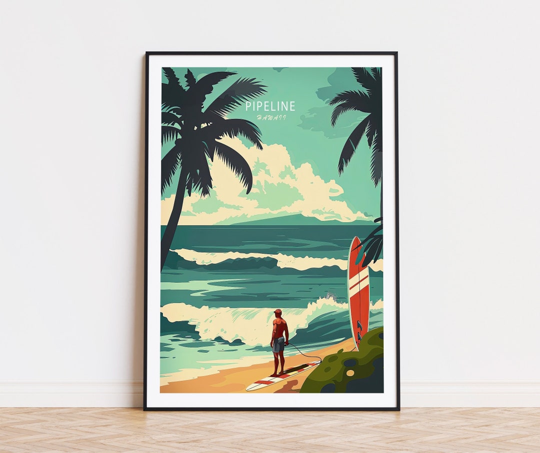 Pipeline Hawaii Poster, Hawaii City Print, Pipeline Surf Poster, Hawaii ...