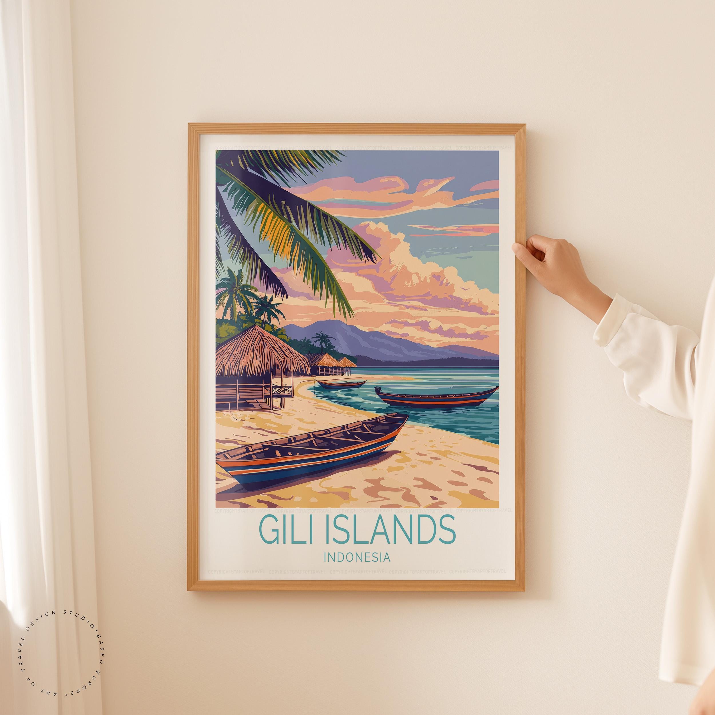 Gili Islands Indonesia Travel Poster, Indonesia Wall Art, Gili Islands ...