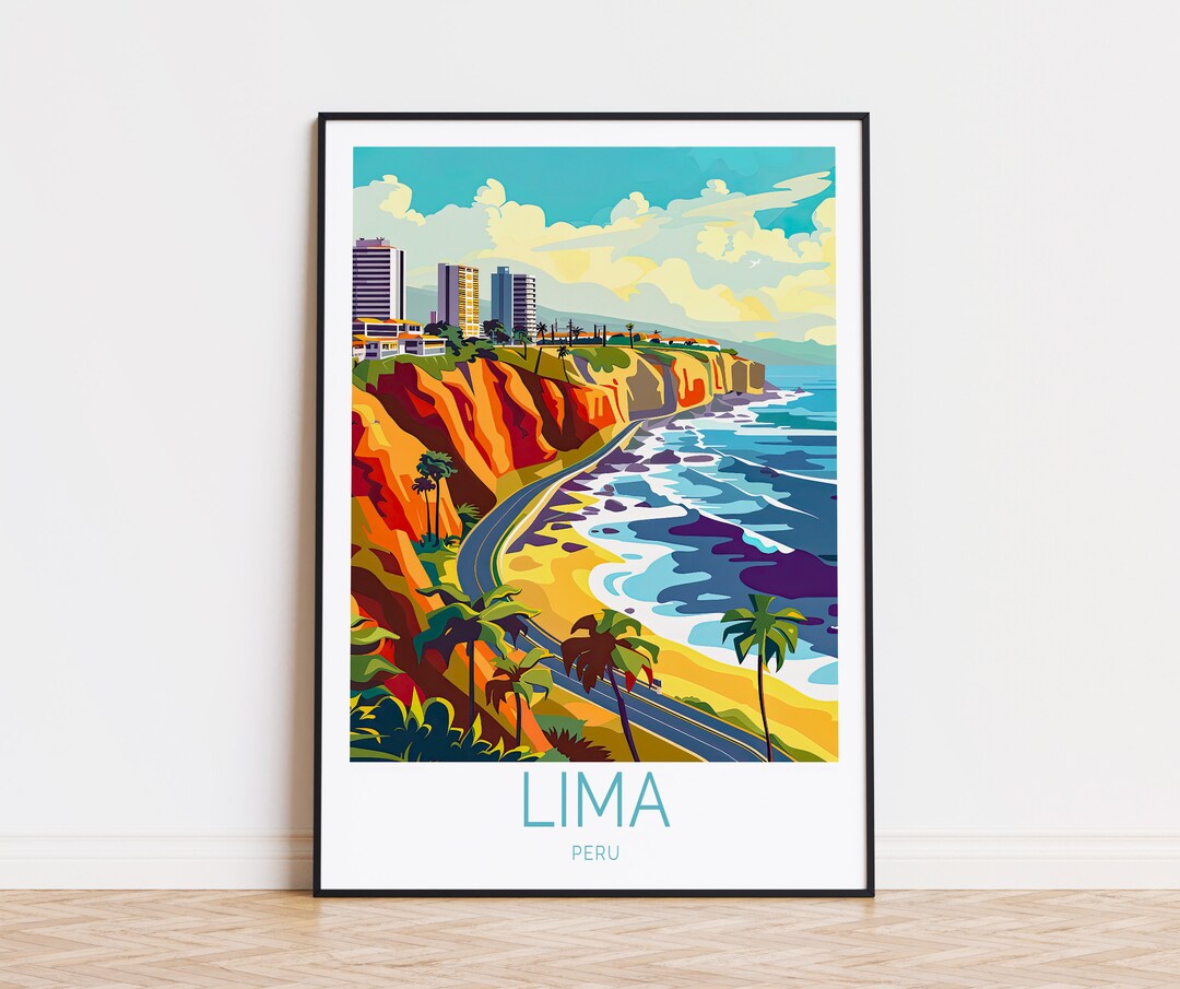 Lima Peru Travel Poster, Peru Wall Art, Lima Coast Print, Travel Home ...