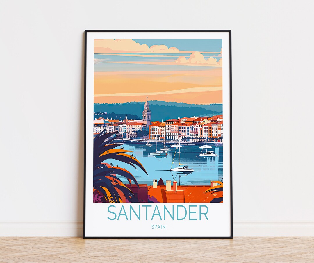 Santander Travel Poster, Spain Wall Art, Santander Print, Santander ...