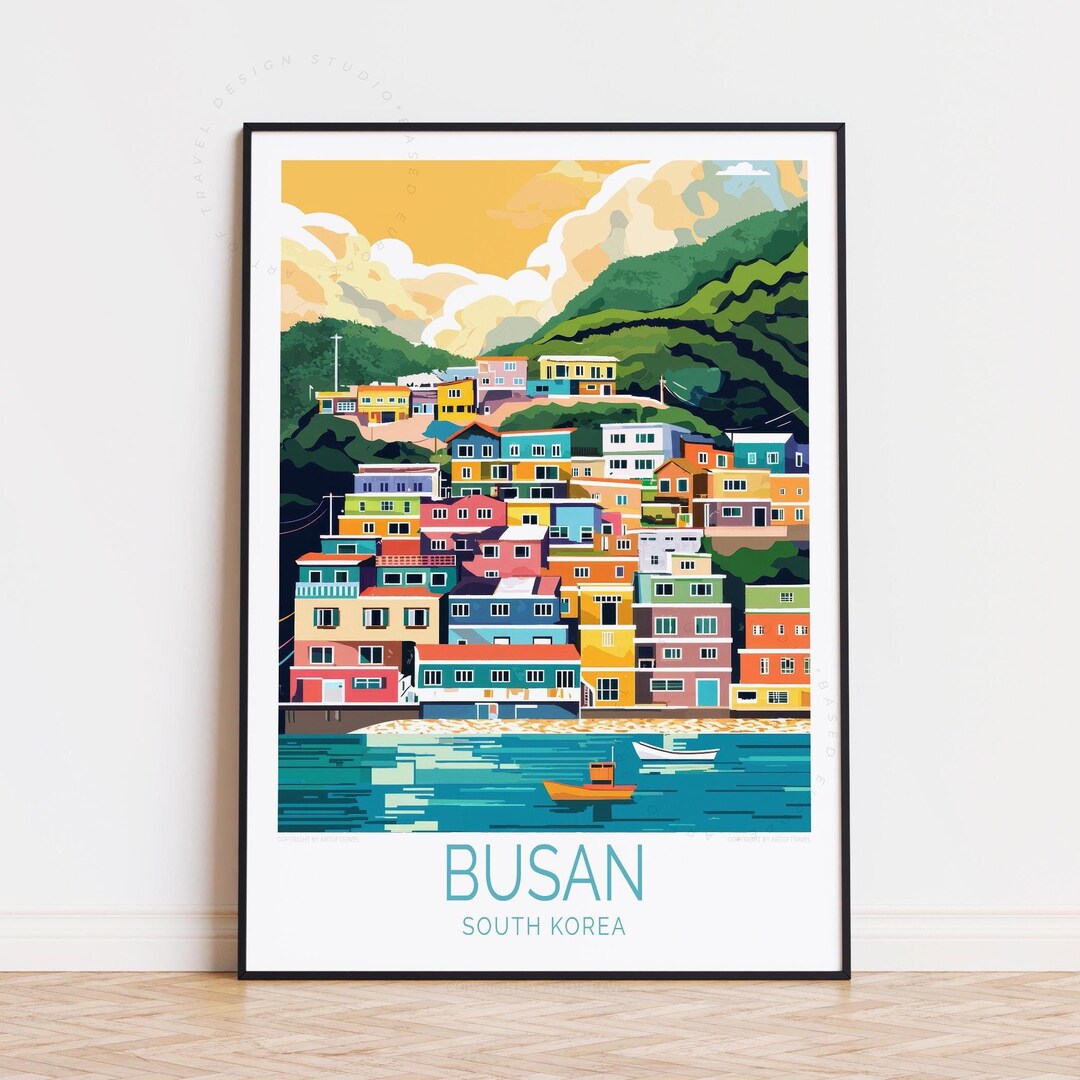 Busan Travel Poster, South Korea Wall Art, Busan South Korea Print ...