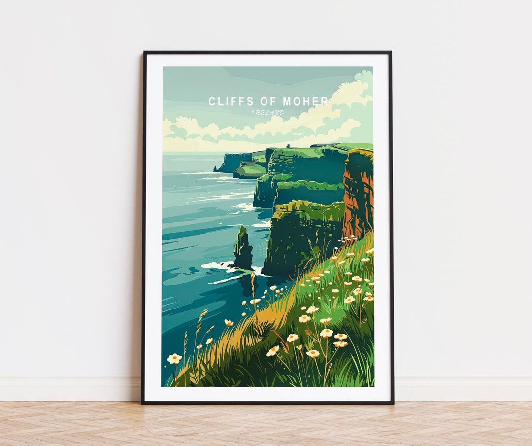 Cliffs of Moher Travel Poster, Ireland Wall Art, Cliffs of Moher ...