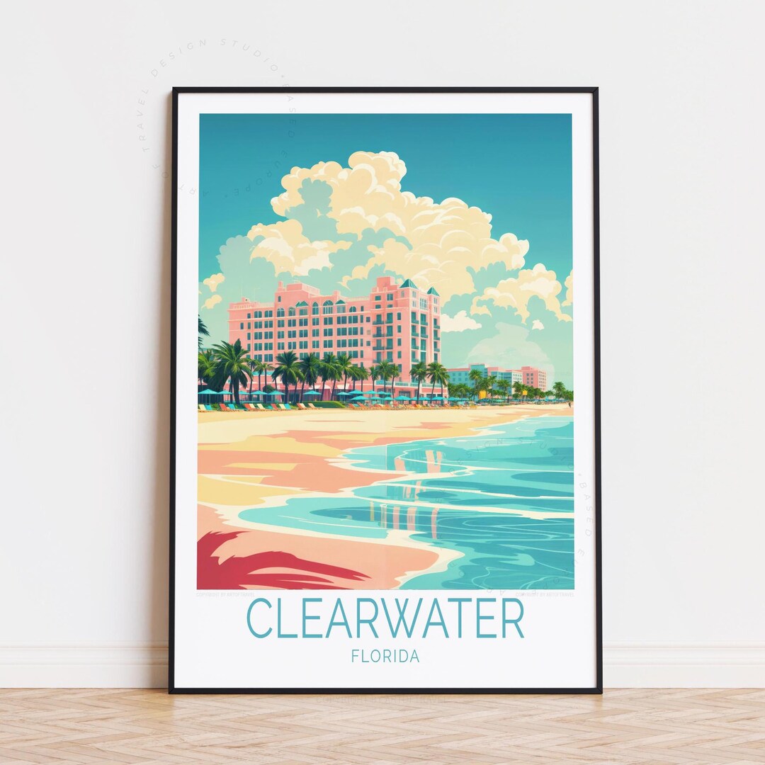 Clearwater Florida Travel Poster, Florida Wall Art, Clearwater Print ...