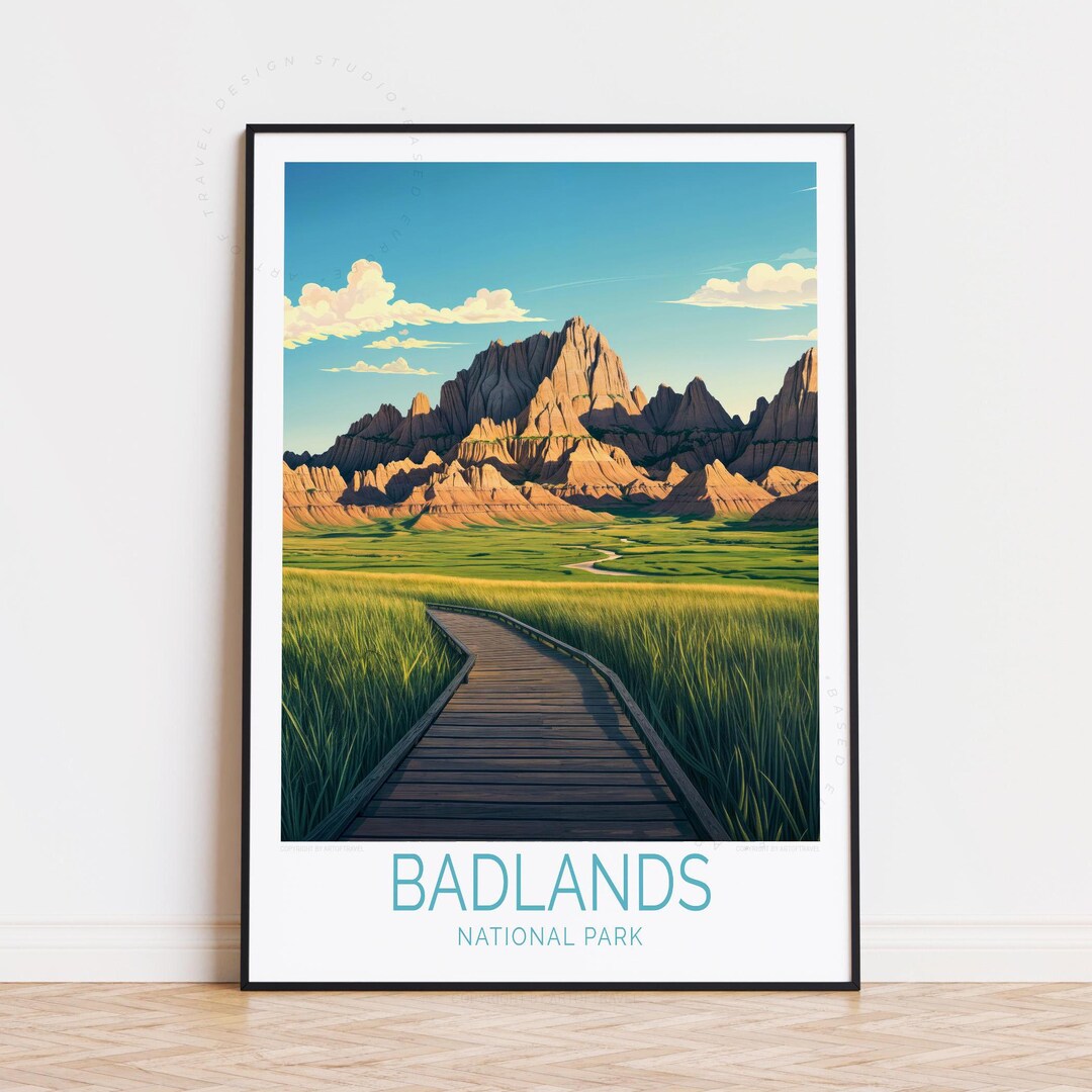 Badlands National Park Travel Poster, South Dakota Wall Art, Badlands ...