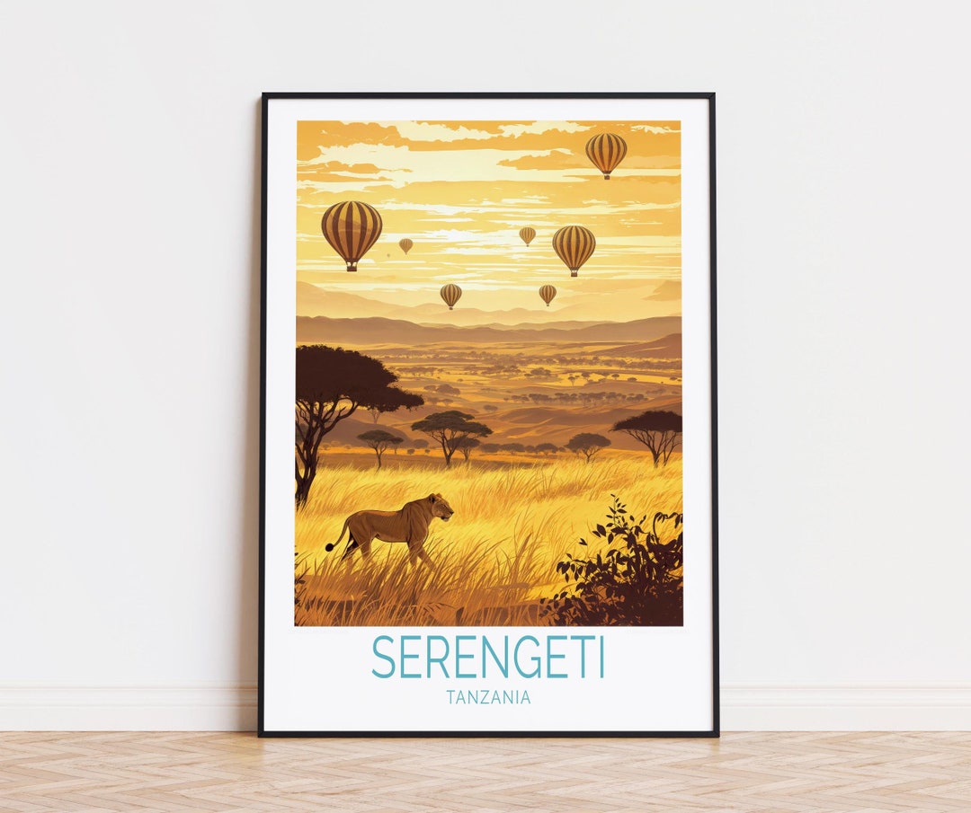 Serengeti National Park Travel Poster, Tanzania Wall Art, Serengeti ...