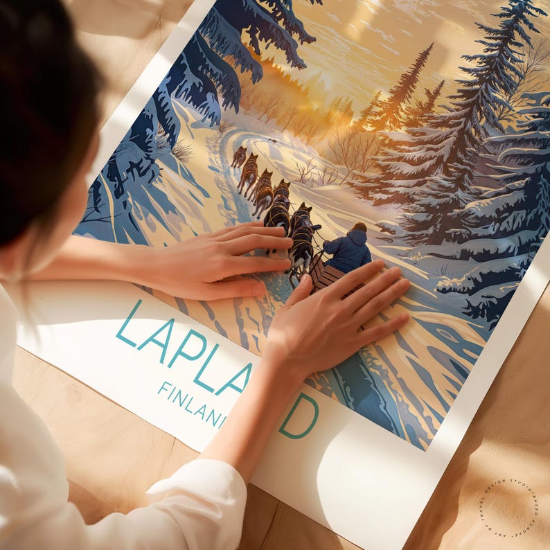 Lapland Travel Poster, Finland Wall Art, Lapland Print, Personalised ...