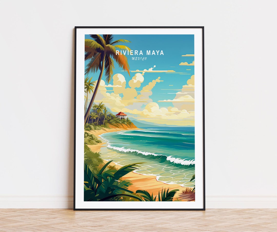 Riviera Maya Travel Poster, Mexico Wall Art, Riviera Maya Print ...
