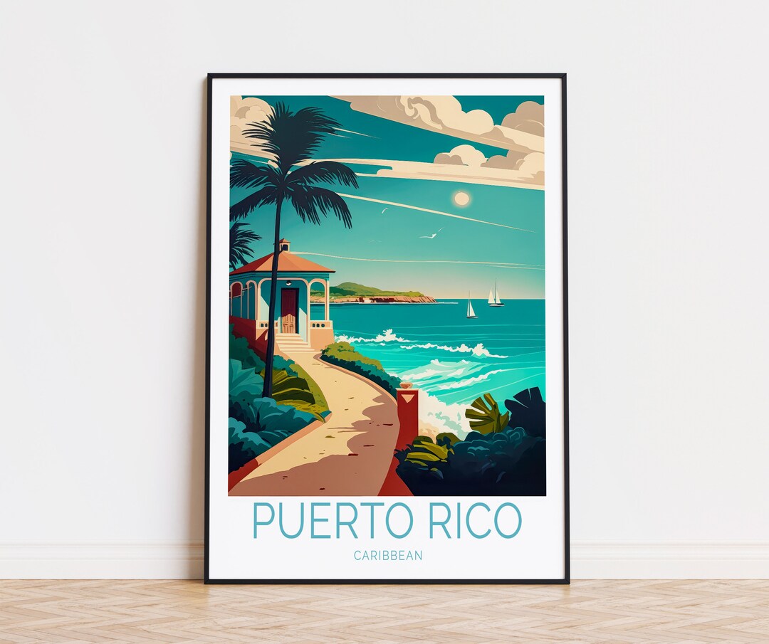 Puerto Rico Travel Poster, Caribbean Wall Art, Puerto Rico Caribbean ...