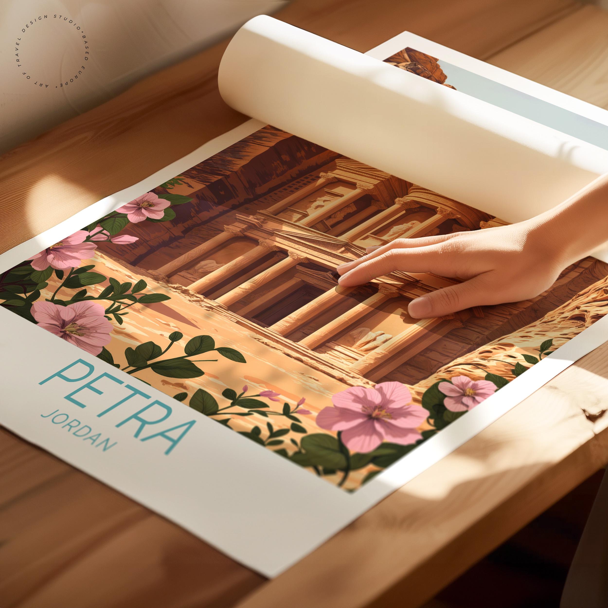 Petra Jordan Travel Poster, Jordan Wall Art, Petra Rose City Print ...