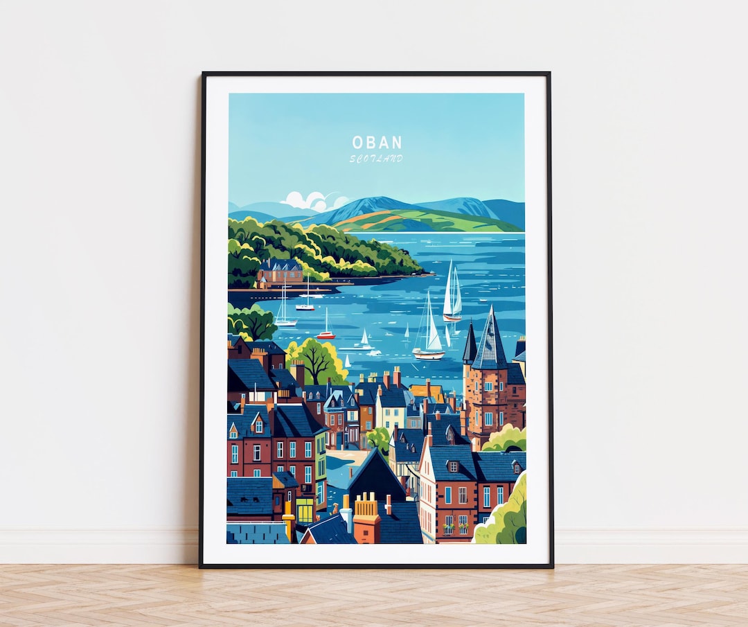 Oban Travel Poster, Scotland Wall Art, Oban Scotland Print, Birthday ...