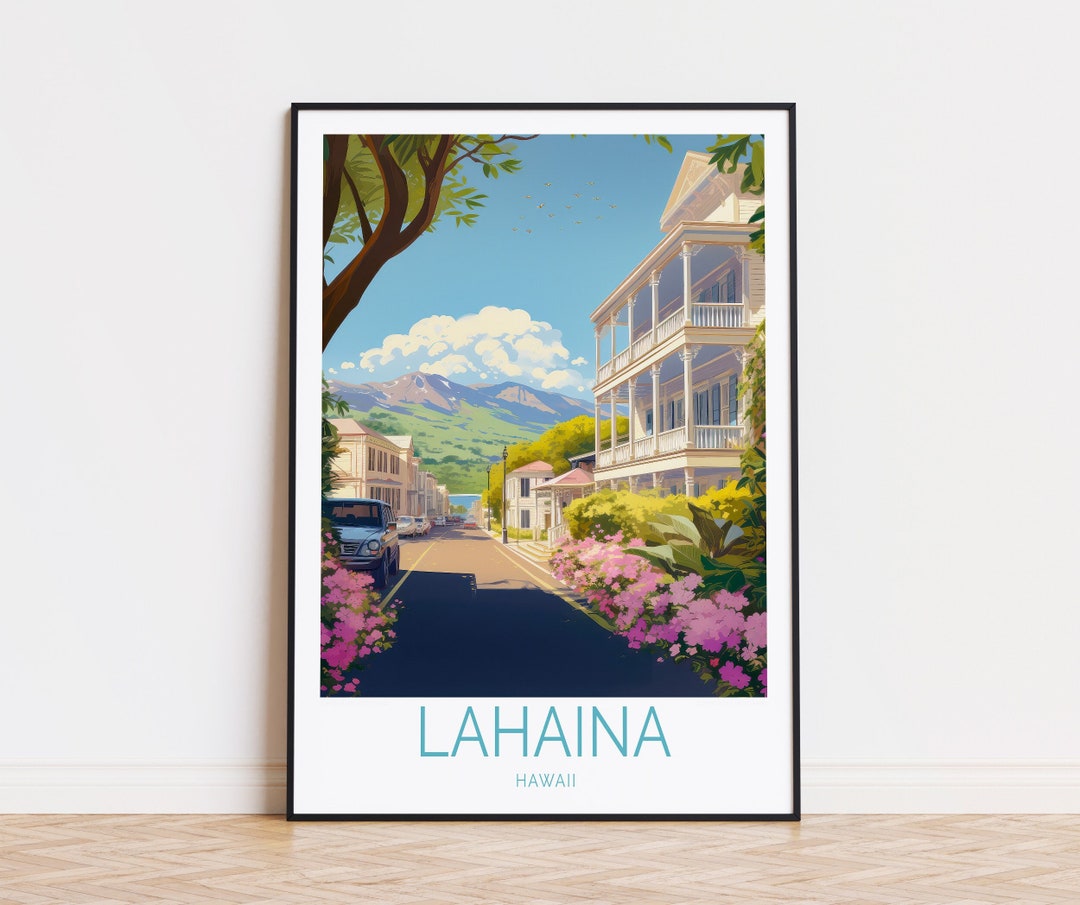 Lahaina Travel Poster, Hawaii Wall Art, Lahaina Hawaii Print, Wedding ...