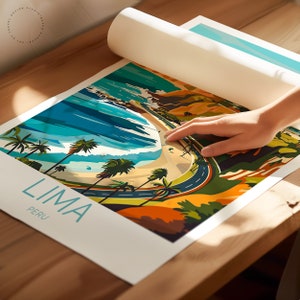 Lima Peru Travel Poster, Peru Wall Art, Lima Coastal Print, Home Decor ...