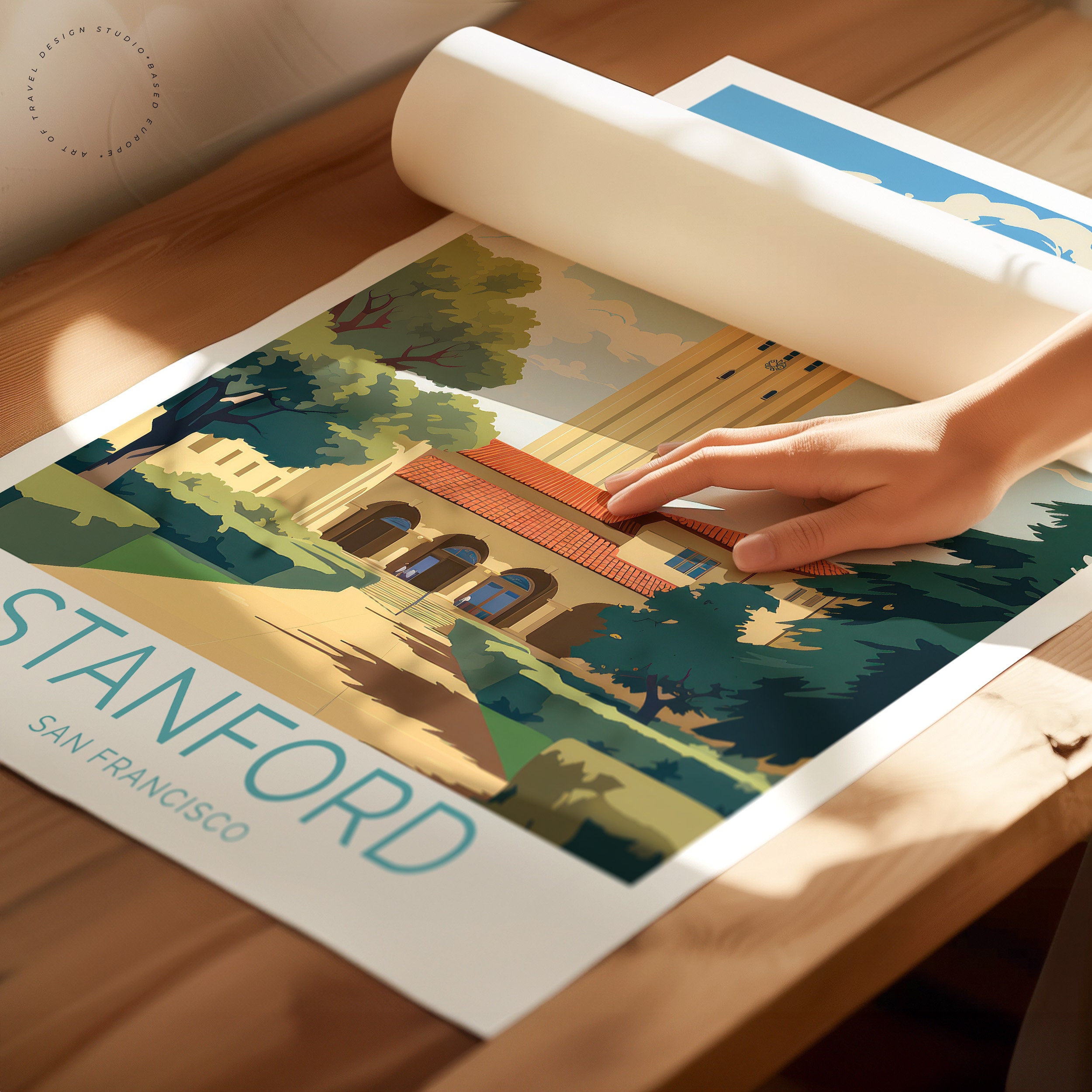 Stanford Travel Poster, San Francisco Wall Art, Stanford San Francisco ...