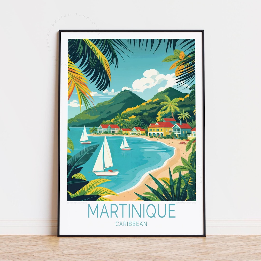 Martinique Caribbean Travel Poster, Caribbean Wall Art, Martinique ...