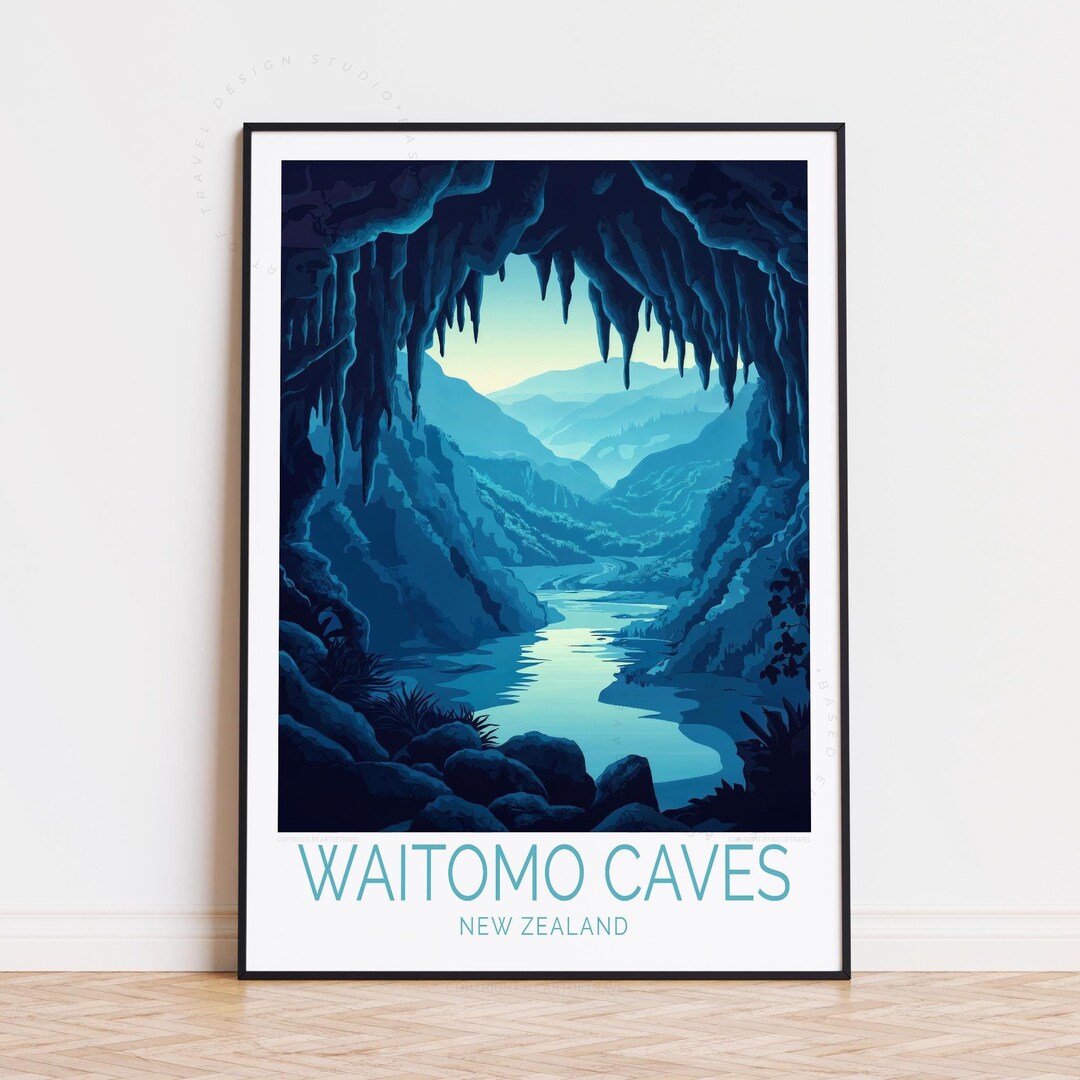 Waitomo Caves New Zealand Travel Poster, New Zealand Wall Art, Glowworm ...