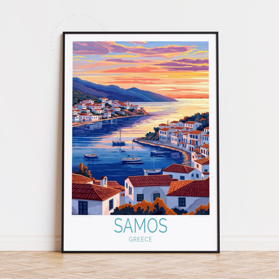 Samos Travel Poster, Greece Wall Art, Samos Greece Print, Birthday ...