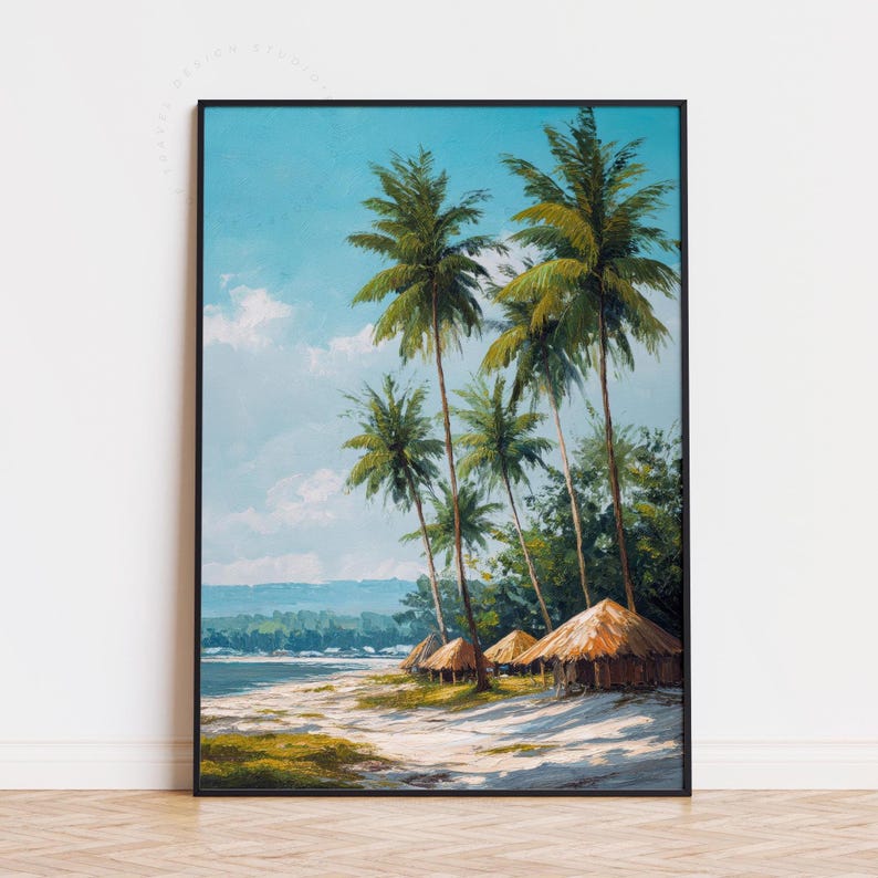 Davao Philippines Oil Painting Poster | Tropical Beach Wall Art ...