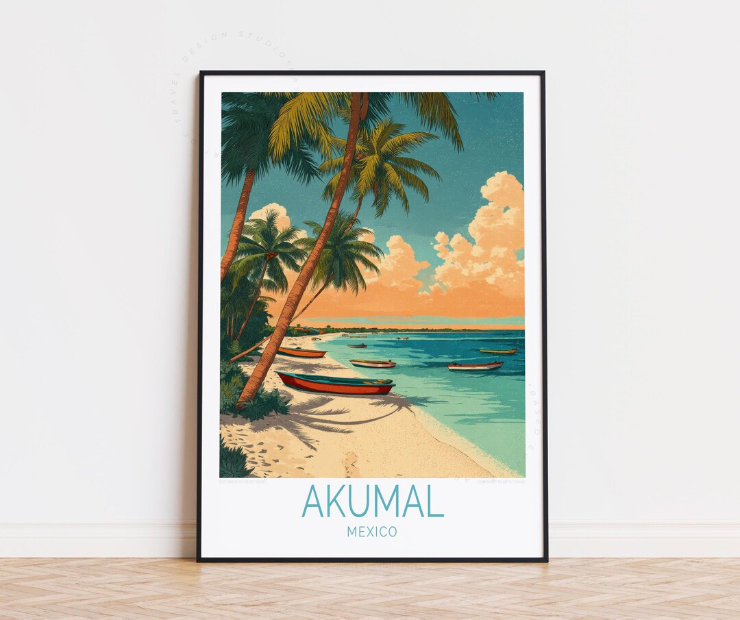 Akumal Travel Poster, Mexico Wall Art, Akumal Print, Home Decor ...