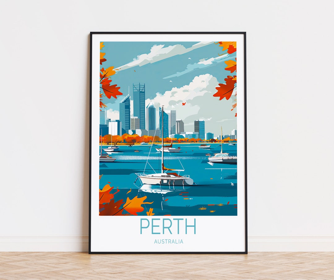 Perth Australia City Poster, Australia Wall Art, Australia Travel Print ...