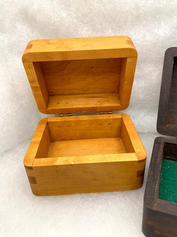Pair of Artisan Wood Hinged Boxes - Gem