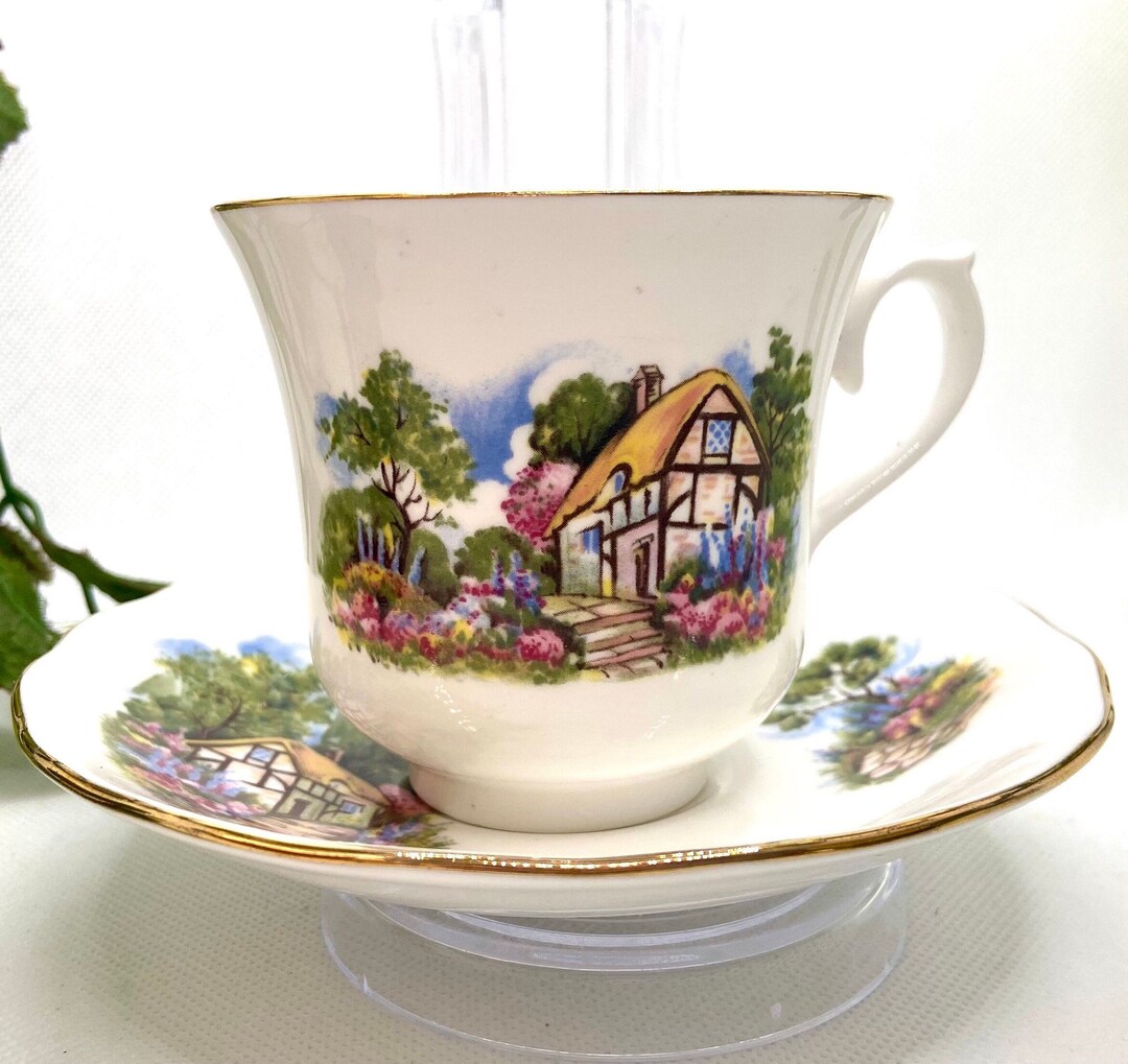 Queen Anne Cottage Garden Tea Cup and Saucer Set Made in England Teacup ...