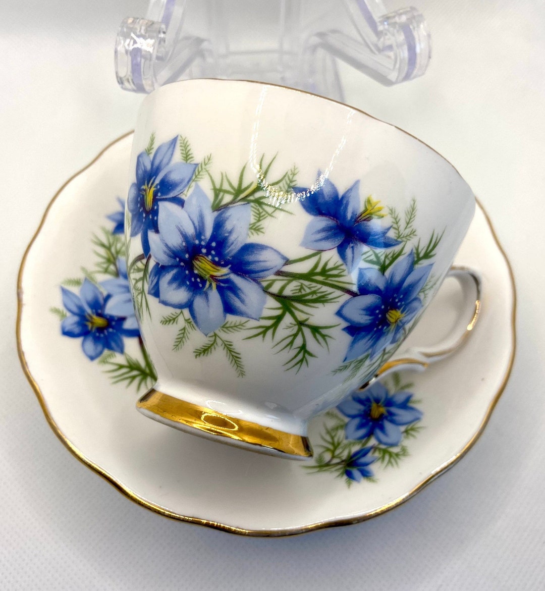 Colclough Cornflower Teacup and Saucer Set Made in England Tea Cup Set ...