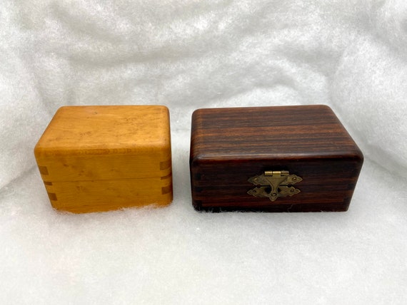 Pair of Artisan Wood Hinged Boxes - Gem