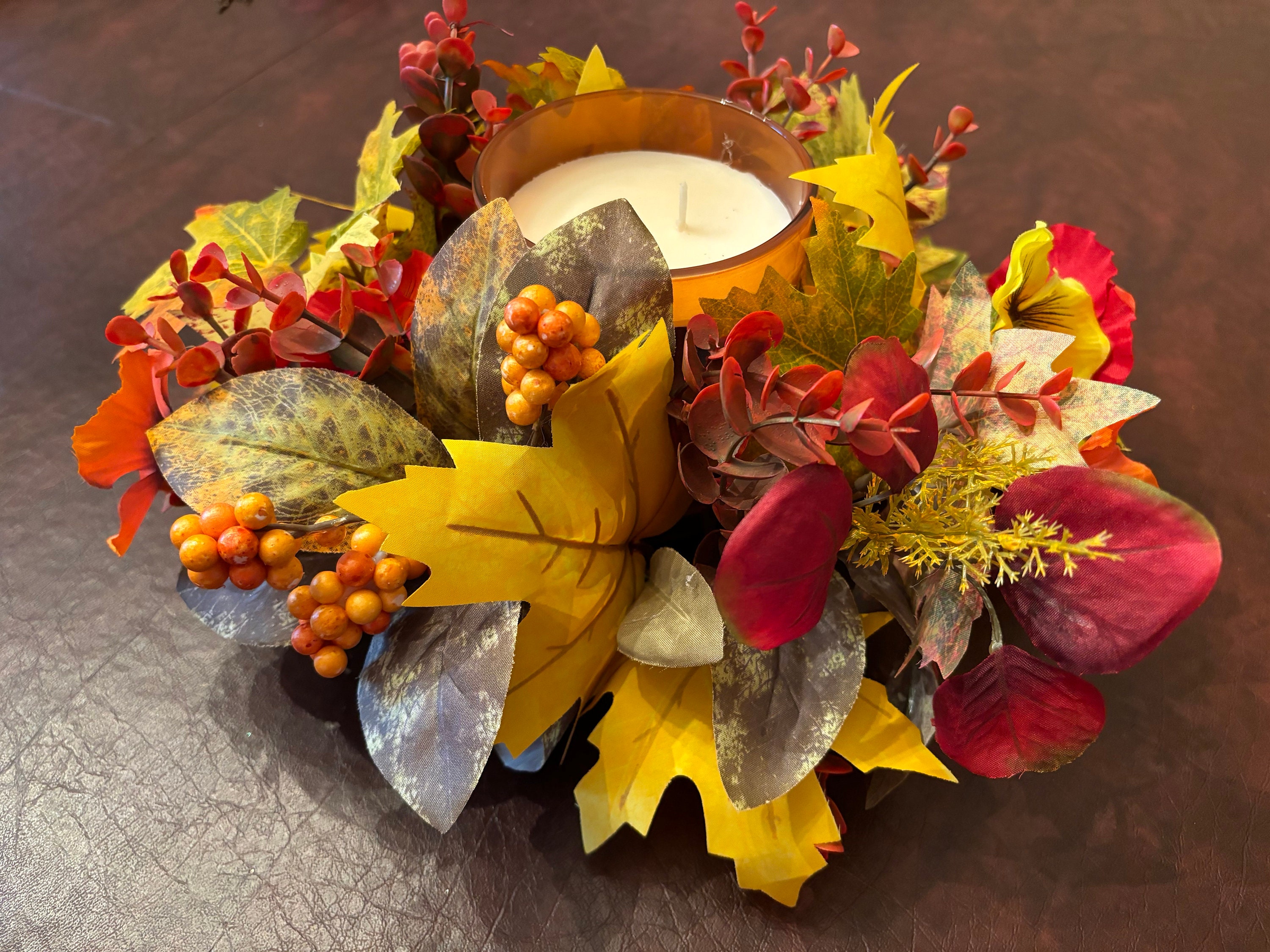 Small Candle Ring, Fall Candle Ring, Small Wreath, Table Decoration ...