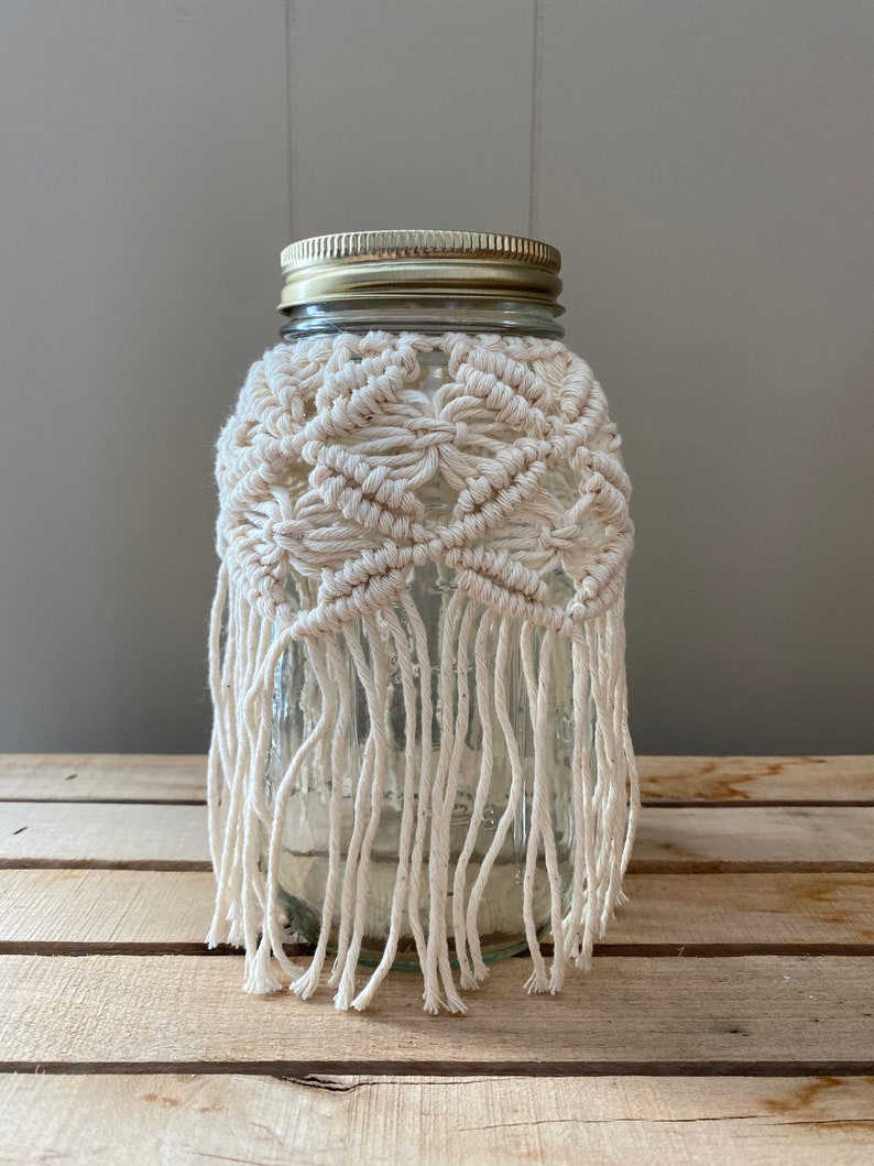 Macrame Jar Cover (32 Oz) - Etsy