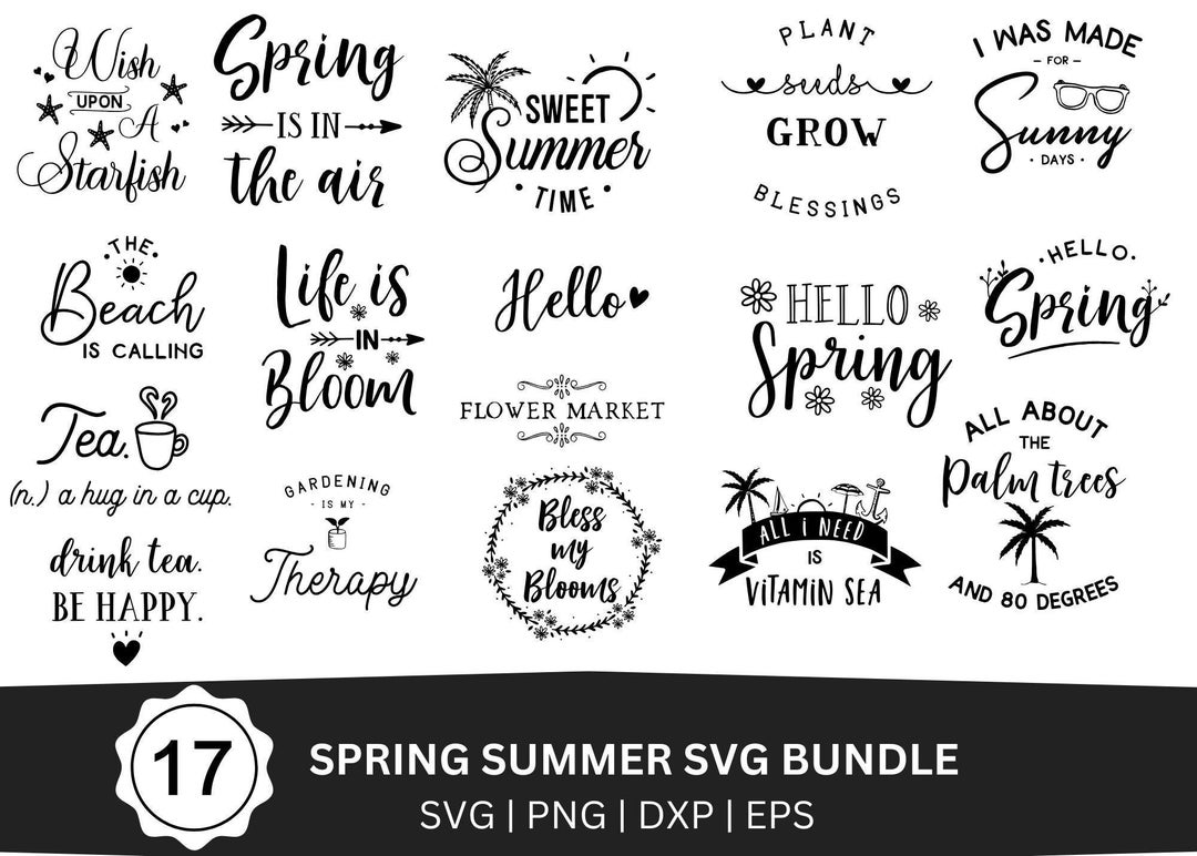 Spring Summer SVG Bundle, Summer Spring Svgs for Shirts, Plant Svgs ...