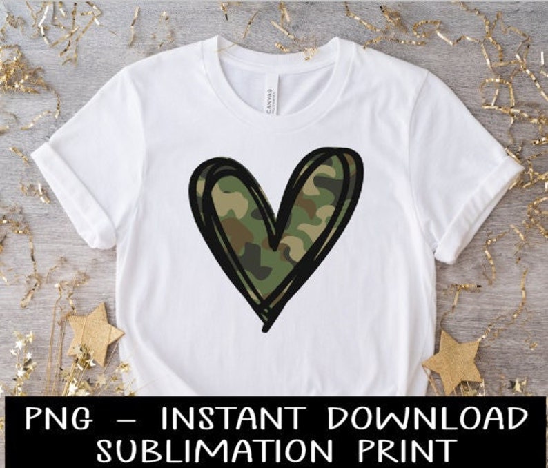 Camo Hand Drawn Heart PNG Camo Hand Drawn Heart Sublimation - Etsy