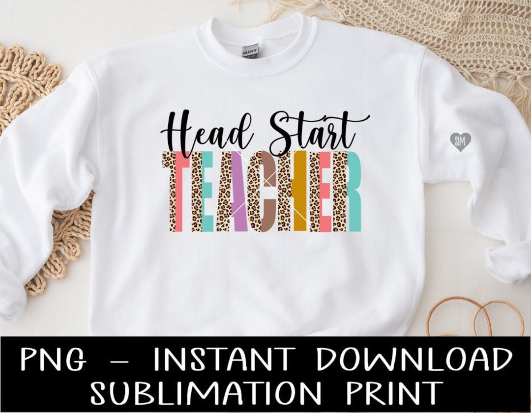 Head Start Teacher Leopard Split Letter PNG File, Sublimation Digital ...