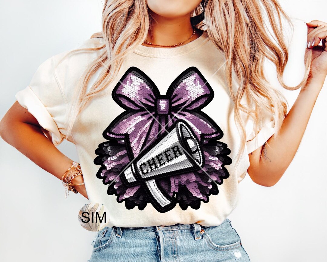 Cheer Bow PNG, Faux Sequin Cheer Bow, Purple Cheerleader Sequin Bow PNG ...