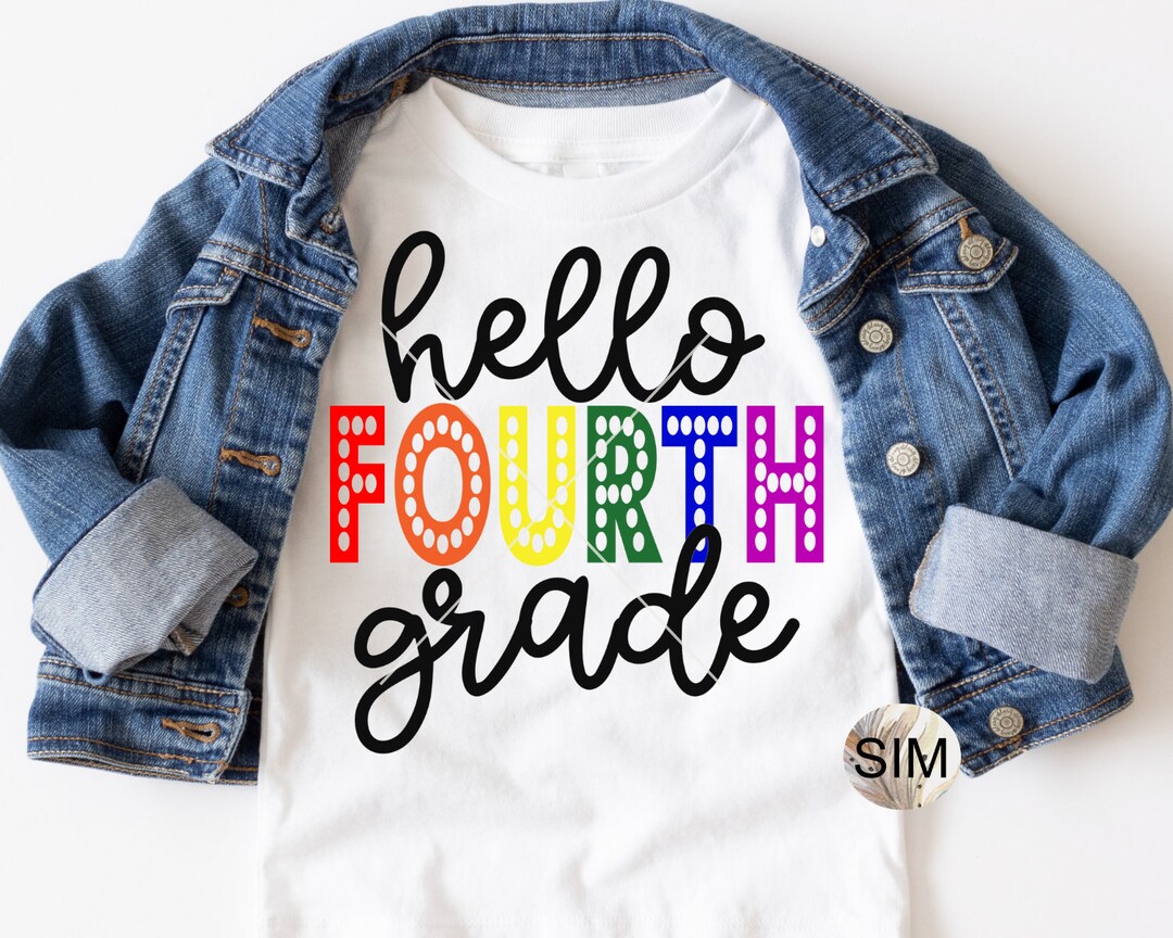 Hello Fourth Grade PNG File, Back to School PNG, Bright Dotted Letter ...