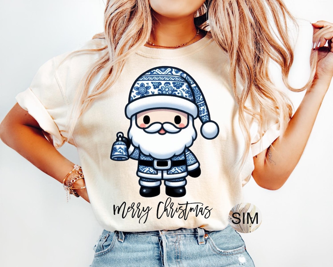 Chinoiserie Santa PNG File, Blue Toile Chinoiserie Santa Sublimation ...