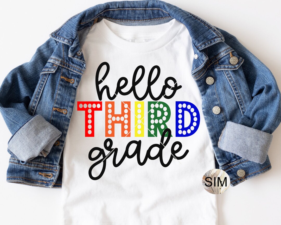 Hello Third Grade PNG File, Back to School PNG, Bright Dotted Letter ...