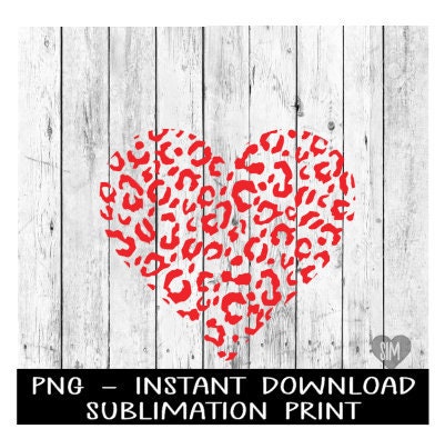 Red Leopard Heart PNG File, Valentine's Day Sublimation Digital Design ...