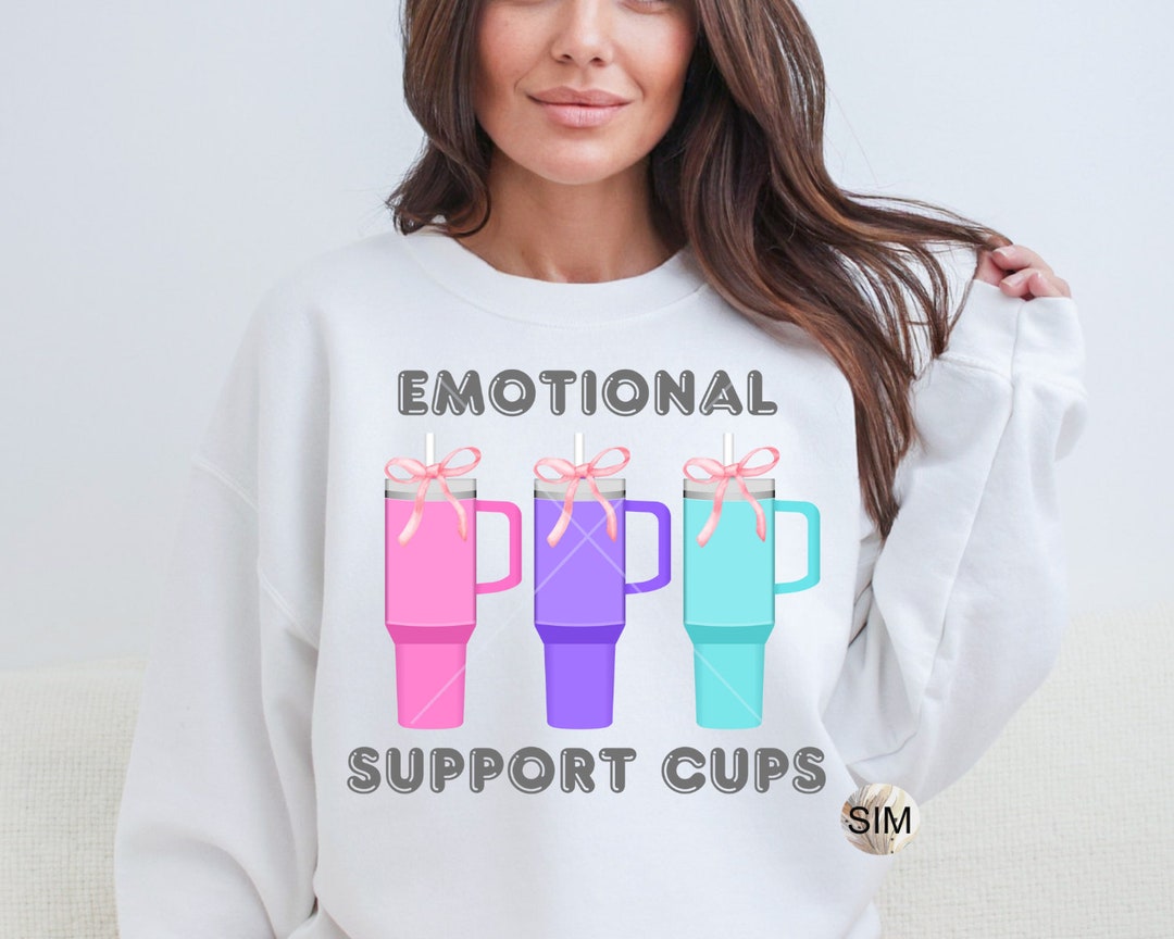 Emotional Support Cups PNG File, Coquette Bow Tumbler Iced Coffee ...