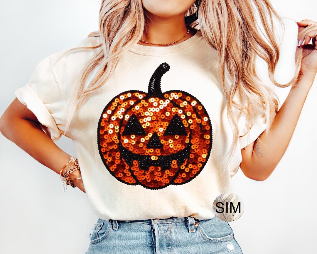 Sequin Pumpkin PNG File, Faux Halloween Sequin Pumpkin PNG, Fall Sequin ...