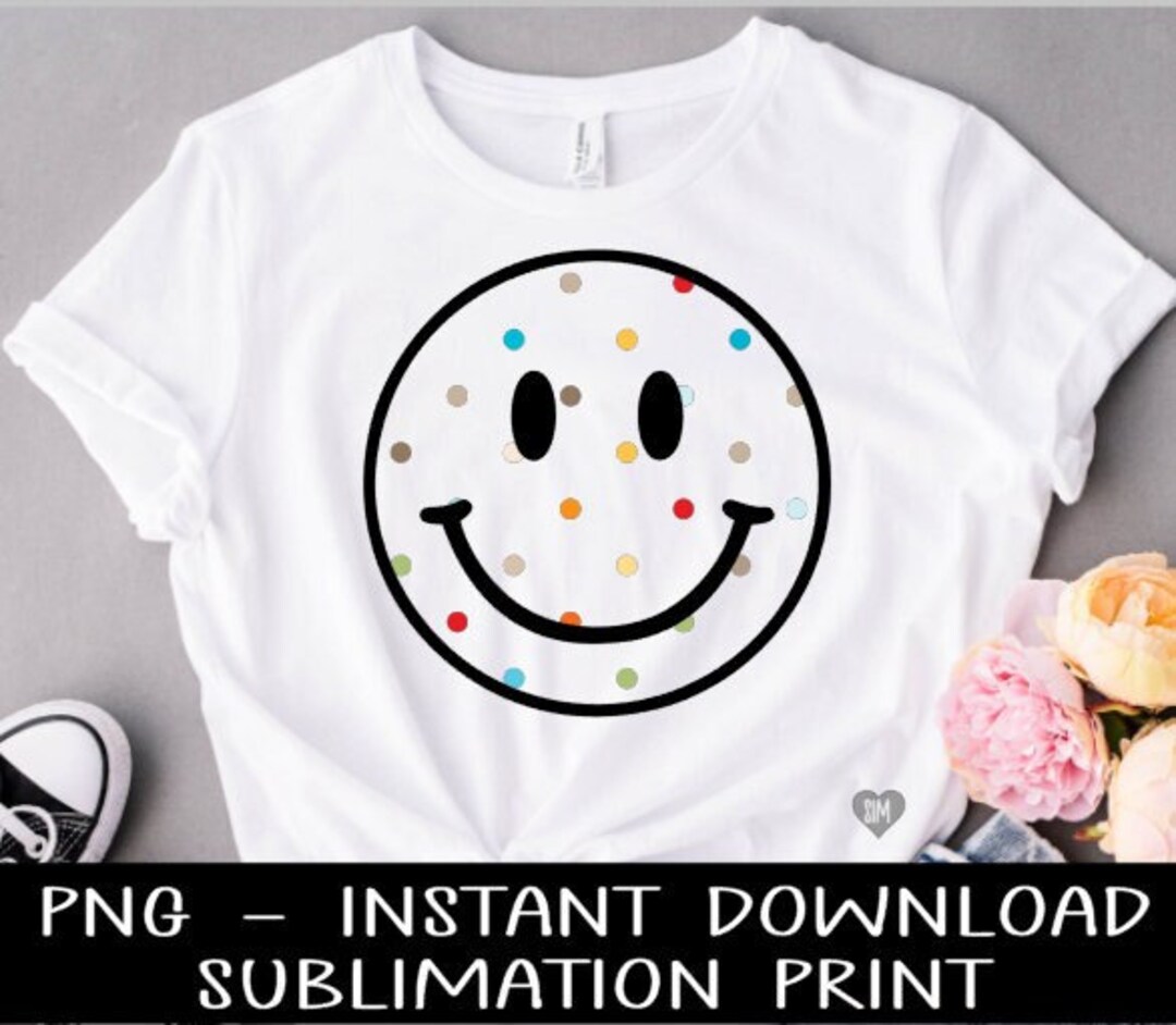 Polka Dot Smiley Face PNG File, Smiley Face Tee Shirt Sublimation ...